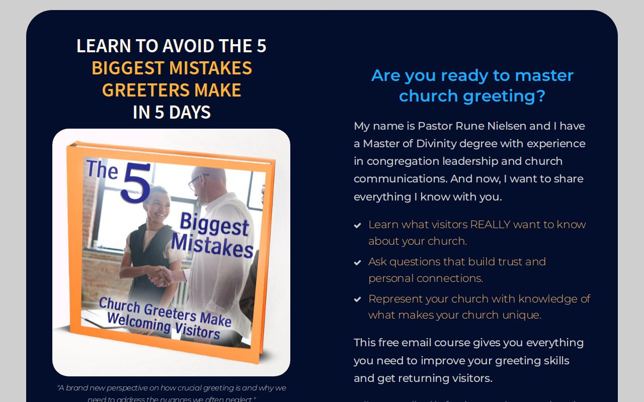 Church Greeter Cheat Sheet